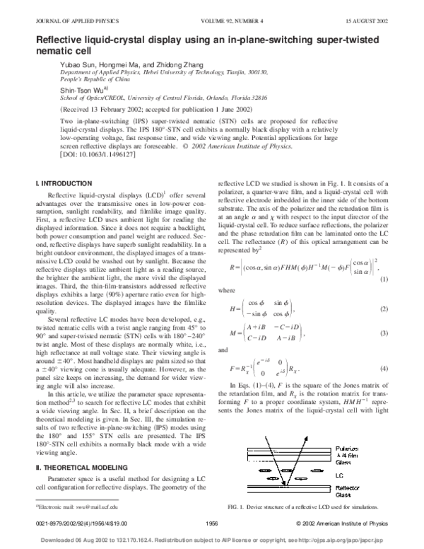 (PDF) Reflective liquid-crystal display using an in-plane-switching ...