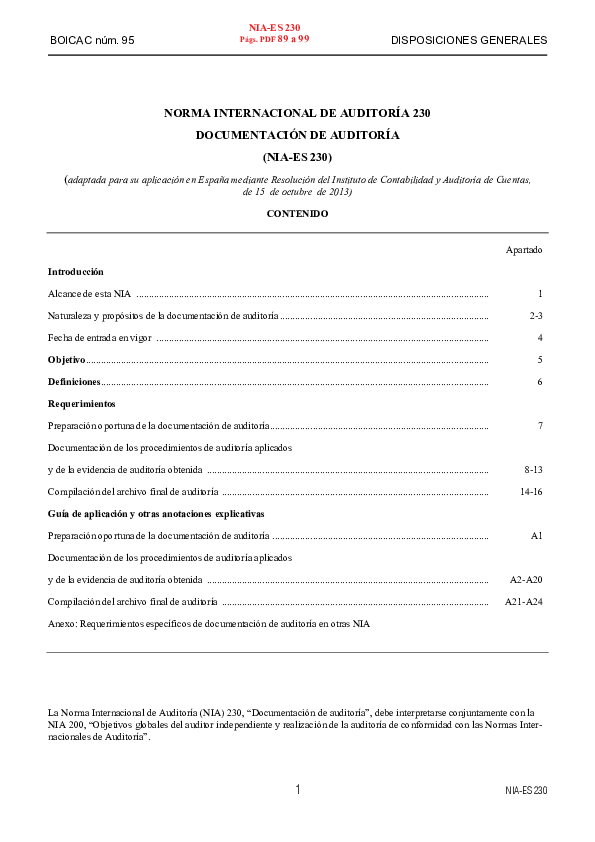 (PDF) NORMA INTERNACIONAL DE AUDITORÍA 230 DOCUMENTACIÓN DE AUDITORÍA ...