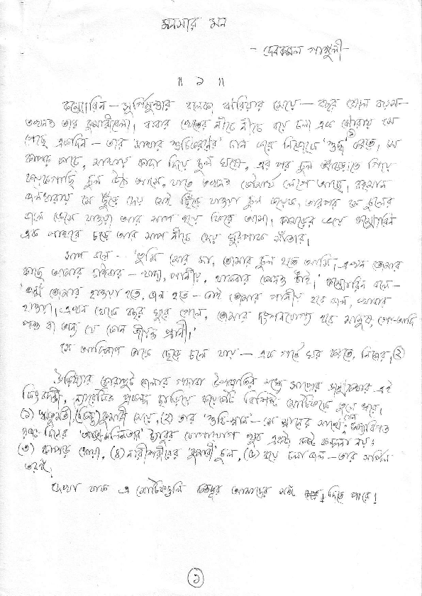 Manasar Mon (Mind of Manasa, manuscript in Bangla)