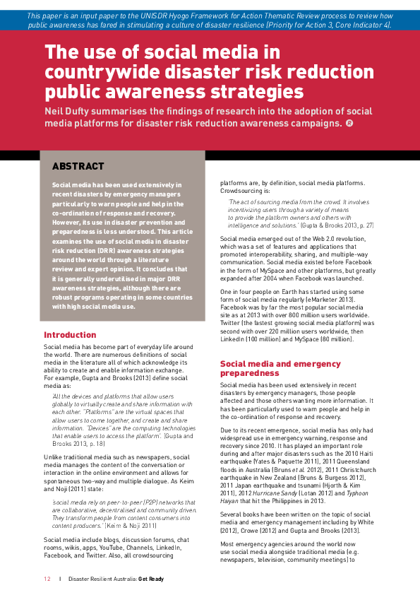 (PDF) The use of social media in countrywide disaster risk reduction ...