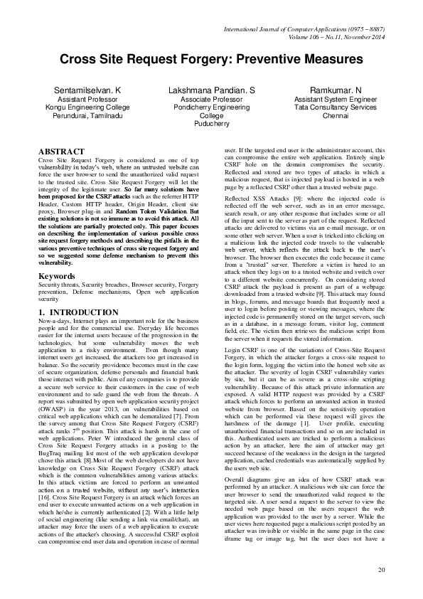 Cross Site Request Forgery Preventive Measures