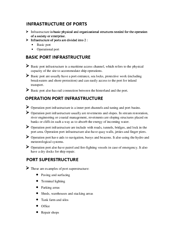 (PDF) INFRASTRUCTURE OF PORTS