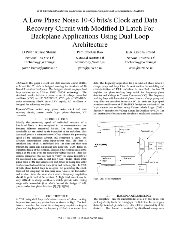 Pdf A Low Phase Noise 10 G Bitss Clock And Data Recovery Circuit