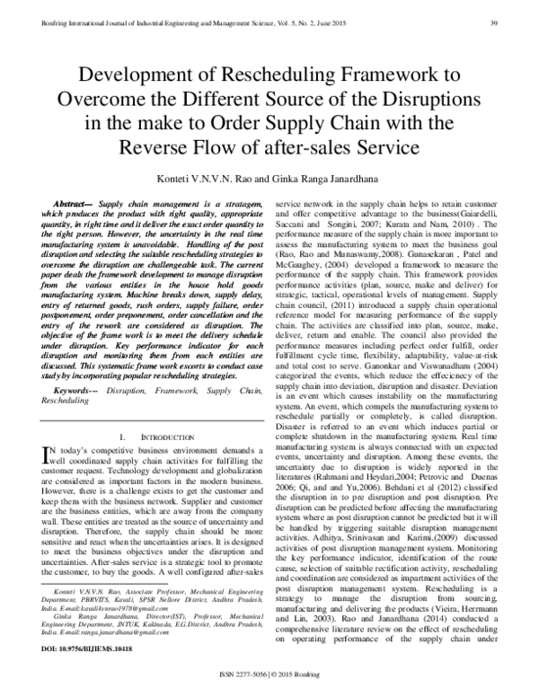 (PDF) Development of Rescheduling Framework to Overcome the Different Source of the Disruptions ...