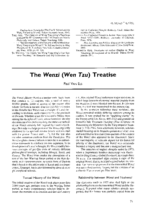 (PDF) The Wenzi (Wen Tzu) Treatise