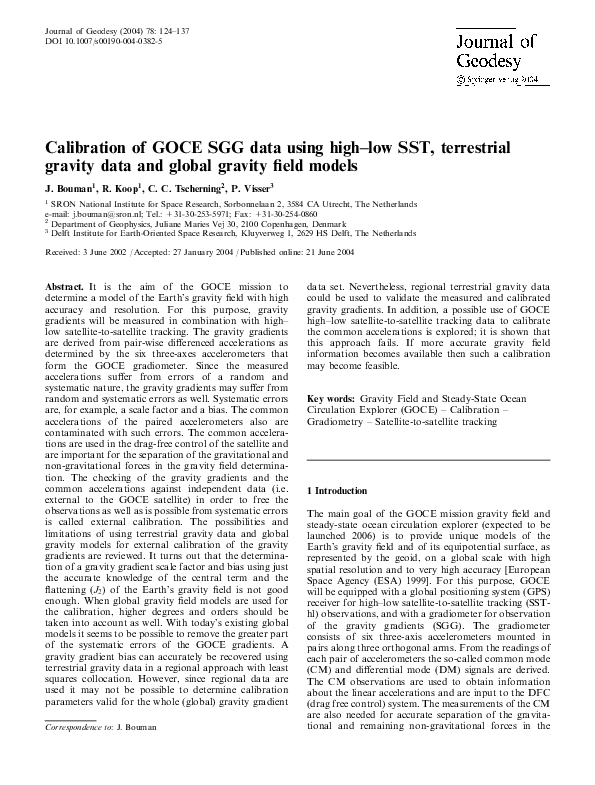 Calibration Of Goce Sgg Data Using Highlow Sst Terrestrial Gravity Data And Global Gravity
