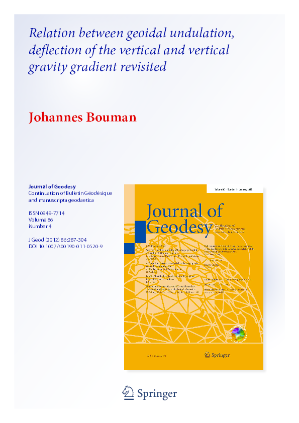 Relation between geoidal undulation, deflection of the vertical and ...