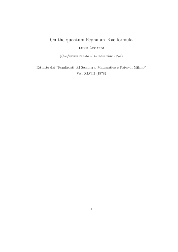 Pdf On The Quantum Feynmann Kac Formula 9397
