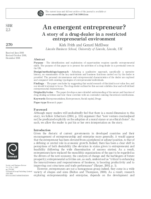 (PDF) An Emergent Entrepreneur?