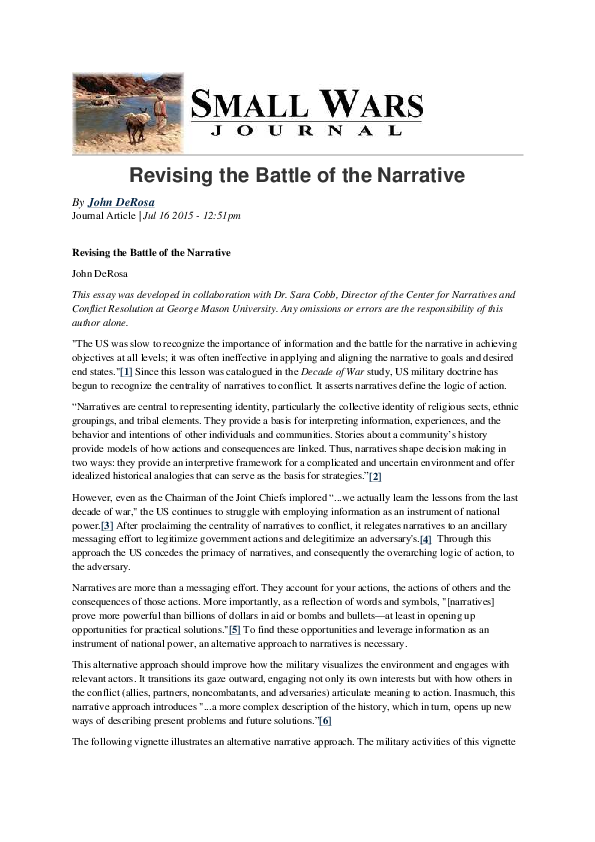 (PDF) (2015) Revising the Battle of the Narrative