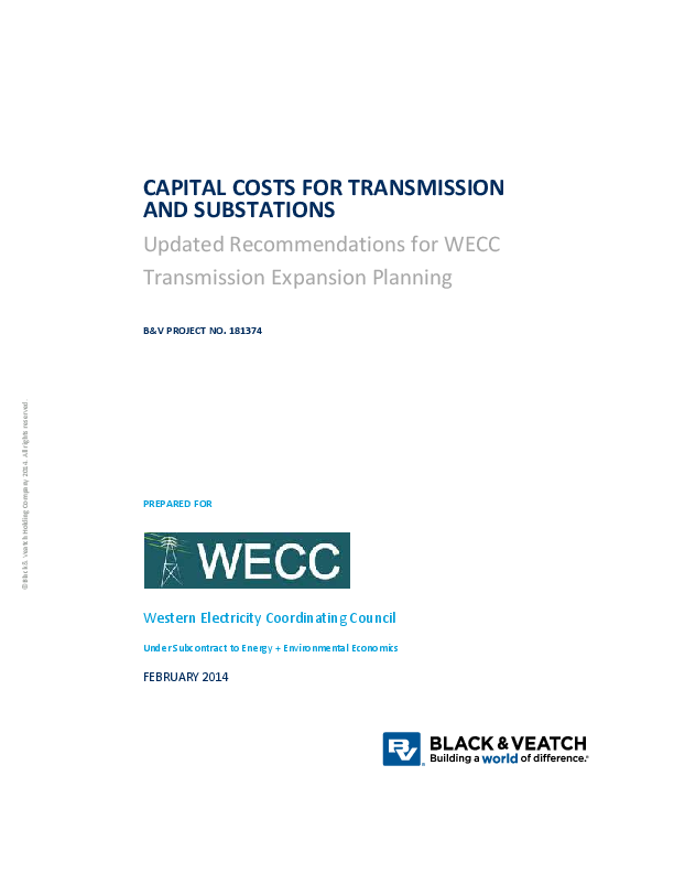 (PDF) CAPITAL COSTS FOR TRANSMISSION AND SUBSTATIONS Updated ...