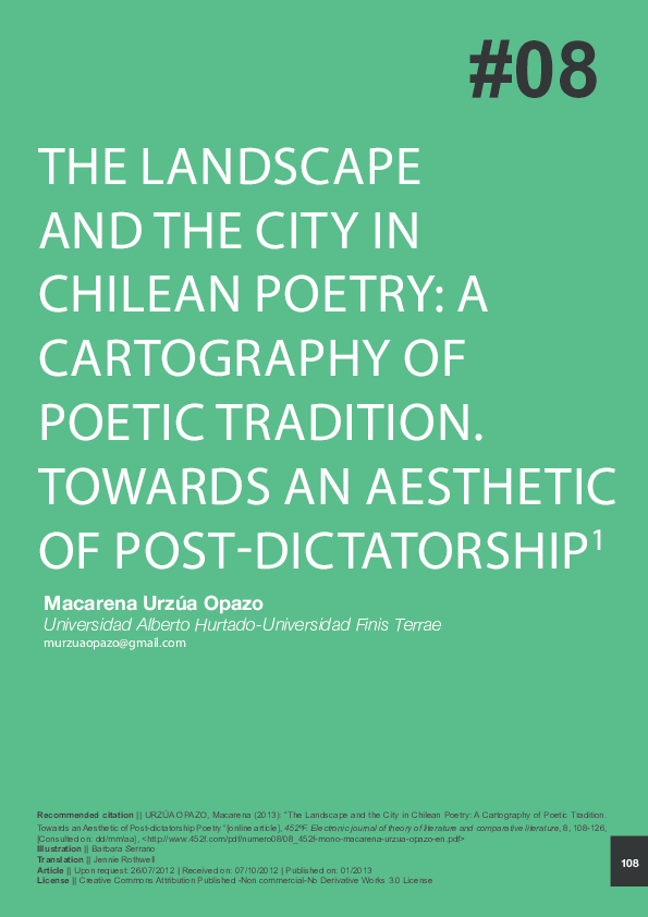 (PDF) The Landscape and the City in Chilean Poetry: a Cartography of ...