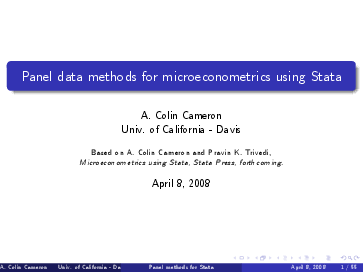 (PDF) Panel data methods for microeconometrics using Stata