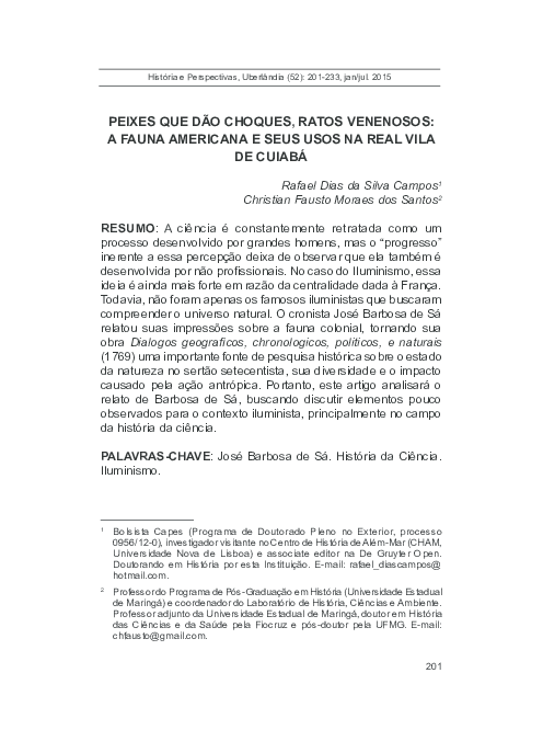 (PDF) Peixes que dão choques, ratos venenosos: a fauna americana e seus ...