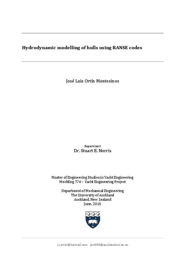 (PDF) Hydrodynamic Modelling of Hulls Using RANSE Codes