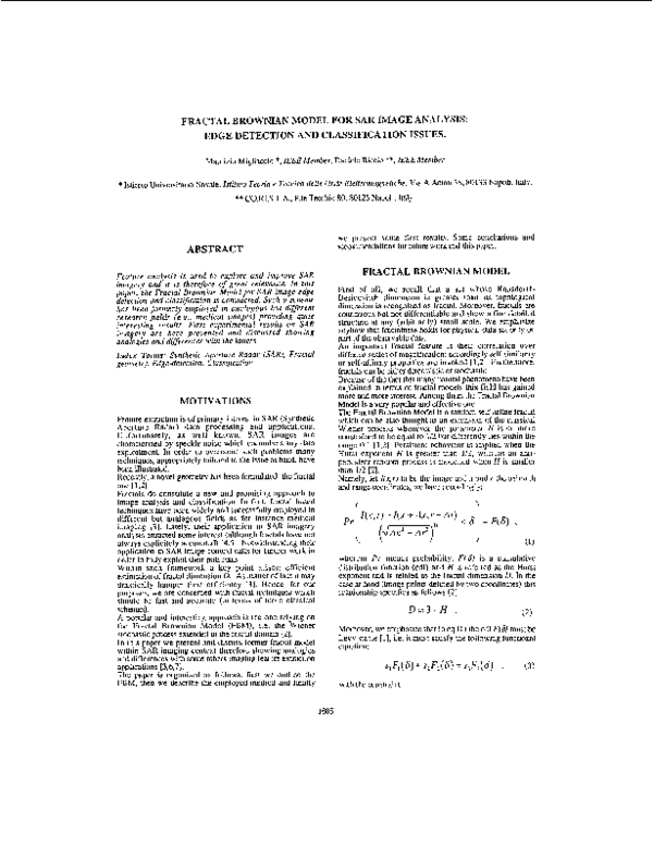 Pdf Fractal Brownian Model For Sar Image Analysis Edge Detection And Classification Issues