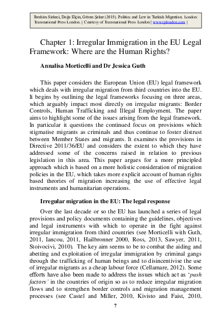 (PDF) Chapter 1: Irregular Immigration in the EU Legal Framework: Where ...