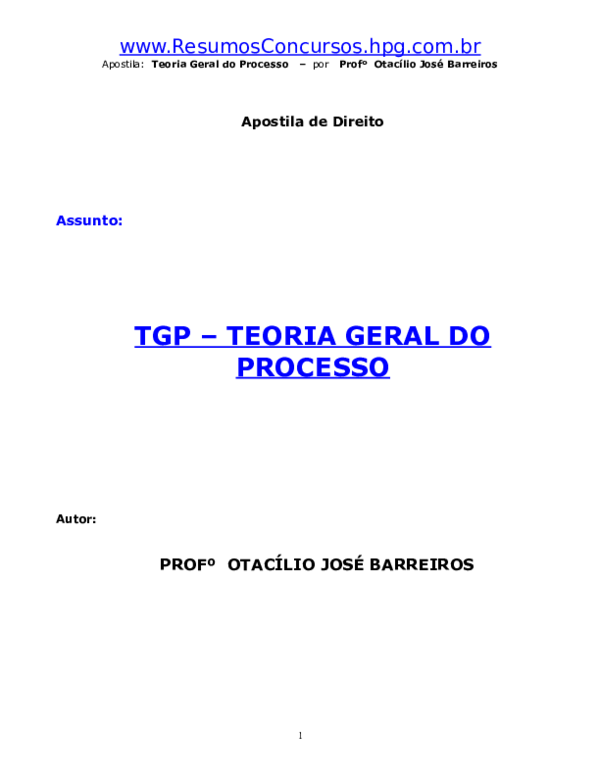 (DOC) Resumo TGP