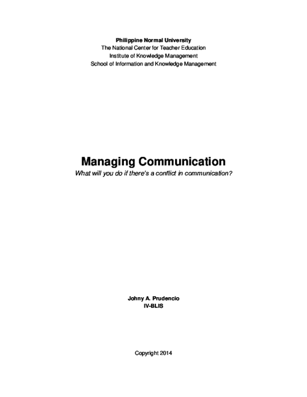 (PDF) Managing Communication