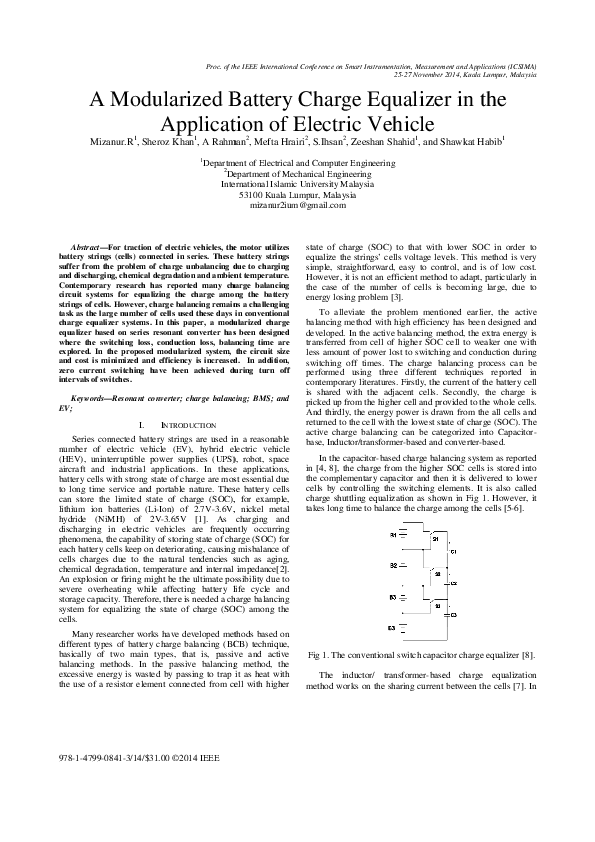 (PDF) A modularized battery charge equalizer in the application of ...