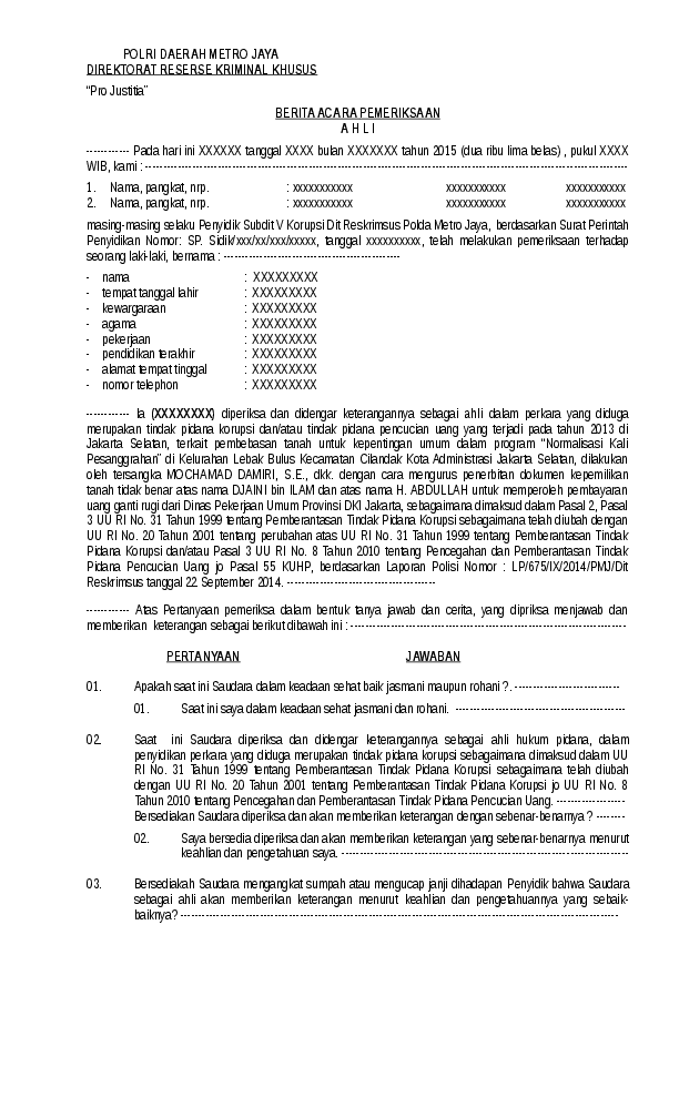 (DOC) POLRI DAERAH METRO JAYA DIREKTORAT RESERSE KRIMINAL KHUSUS