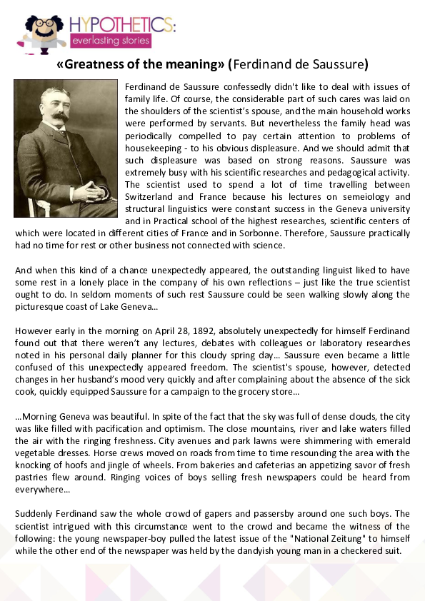 (PDF) «GREATNESS OF THE MEANING» (Ferdinand de Saussure)
