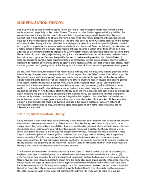 (DOC) MODERNIZATION THEORY