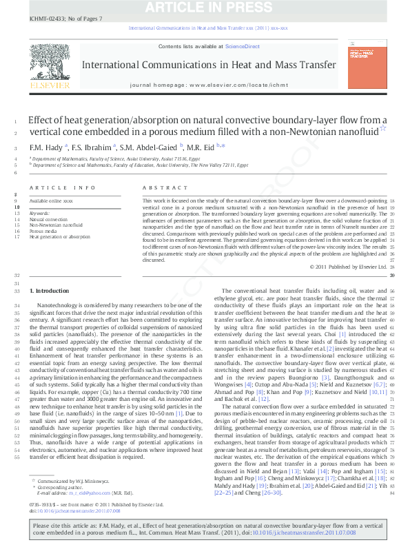 Pdf Effect Of Heat Generation Absorption On Natural Convective Boundary Layer Flow From A 2