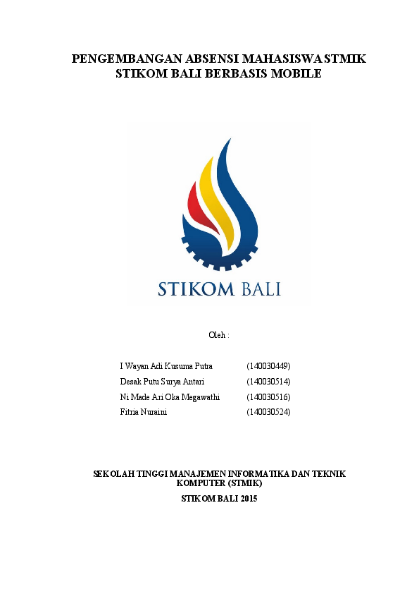 (DOC) PENGEMBANGAN ABSENSI MAHASISWA STMIK STIKOM BALI BERBASIS MOBILE