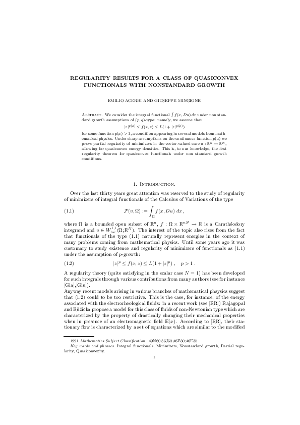 (PDF) REGULARITY RESULTS FOR A CLASS OF QUASICONVEX FUNCTIONALS WITH NONSTANDARD GROWTH ...