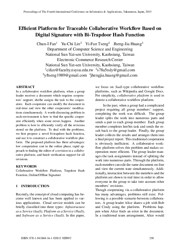 (PDF) Efficient Platform for Traceable Collaborative Workflow Based on ...