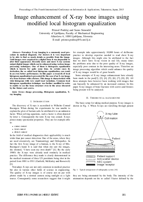 (PDF) Image enhancement of X-ray bone images using modified local ...