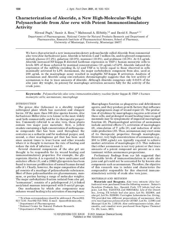 (PDF) Characterization of Aloeride, a New High-Molecular-Weight ...