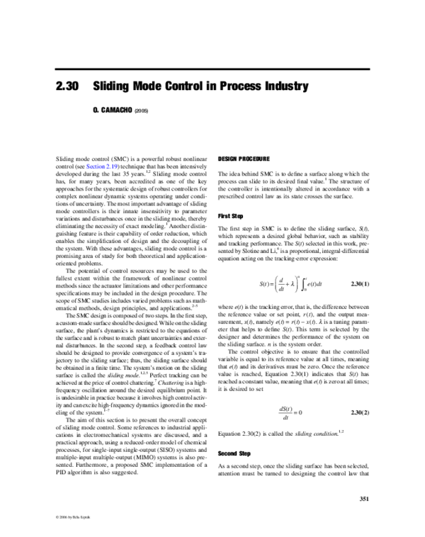 (PDF) Sliding Mode Control in Process Industry