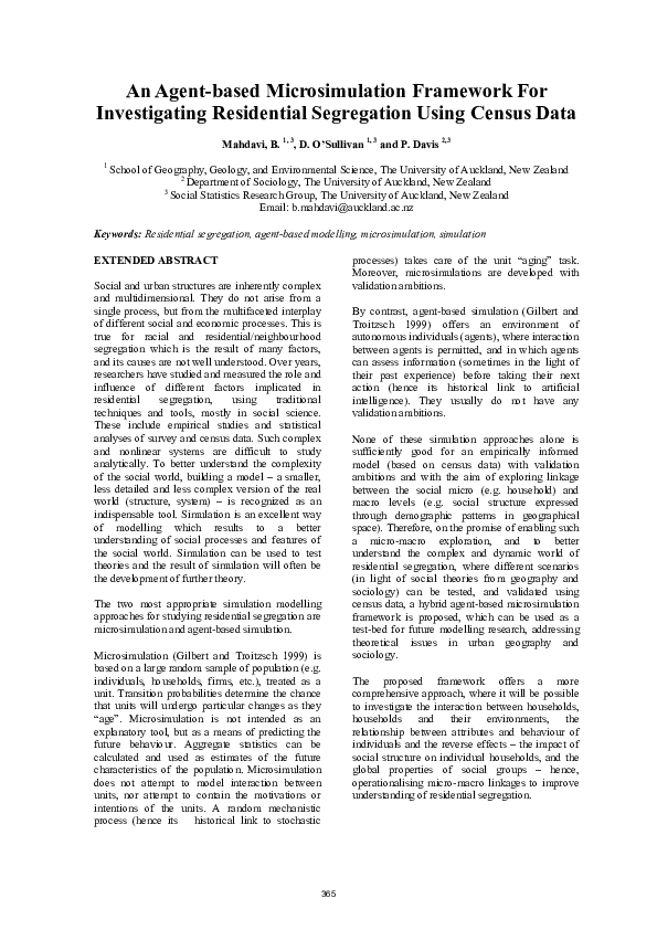 (PDF) An Agent-based Microsimulation Framework For Investigating Residential Segregation Using ...