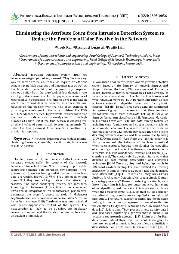 (PDF) IRJET-Eliminating the Attribute Count from Intrusion Detection System to Reduce the ...