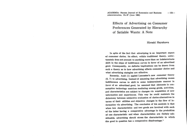 (PDF) Effects of Advertising on Consumer Preferences Generated by ...