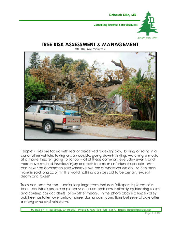 (PDF) TREE RISK ASSESSMENT & MANAGEMENT