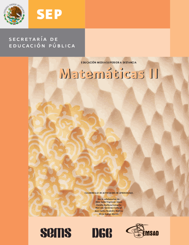 (PDF) Matemáticas II. Cuadernillo de Actividades de Aprendizaje