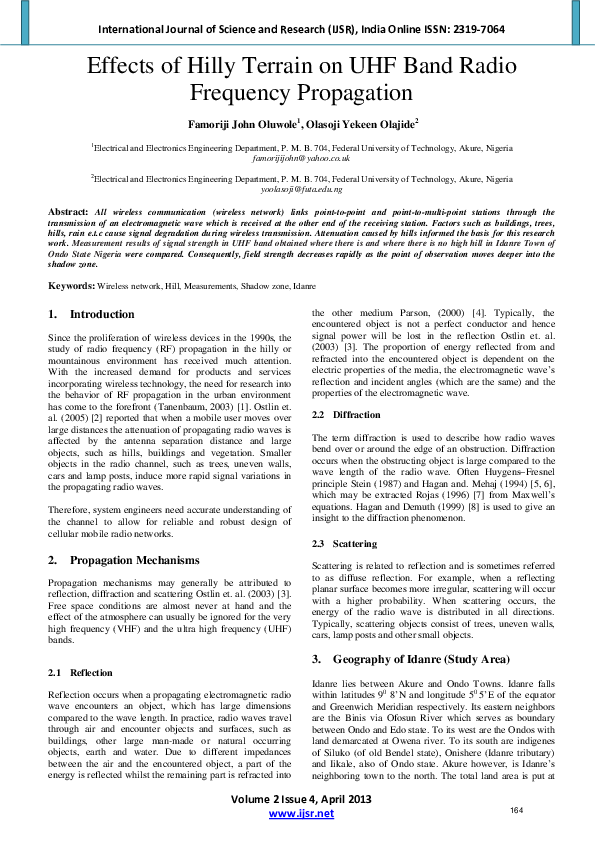 (PDF) Effect of Hilly Terrain on UHF Band Radio Frequency Propagation