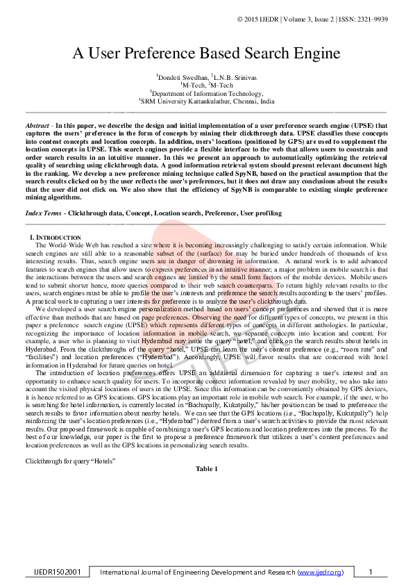 (PDF) A User Preference Based Search Engine