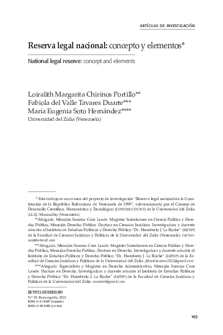 (PDF) Reserva legal nacional: concepto y elementos / National legal ...