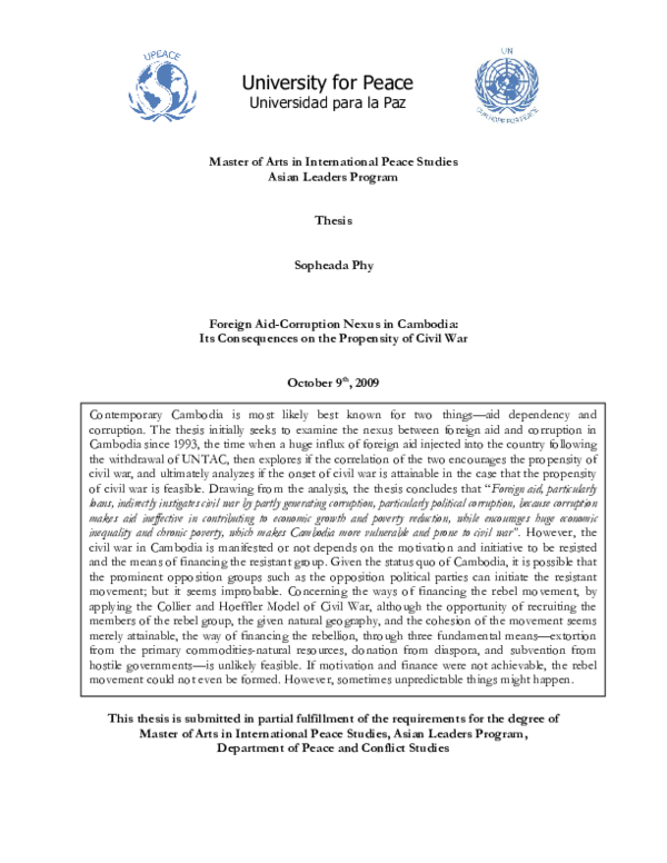 (PDF) Foreign Aid-Corruption Nexus in Cambodia: Its Consequenses on the ...