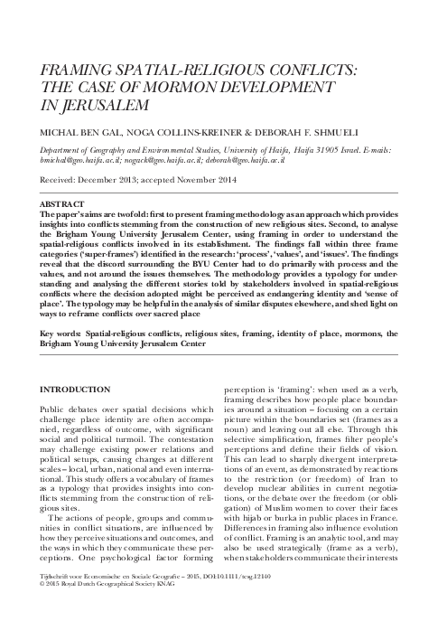 (PDF) Understanding Religious Conflicts through Framing: The Mormon ...