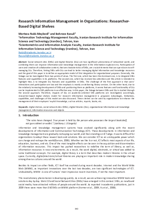 (PDF) Research Information Management in Organizations: Researcher ...