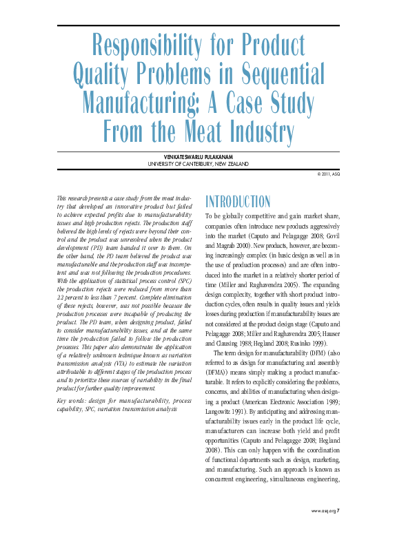 (PDF) Responsibility for Product Quality Problems in Sequential ...