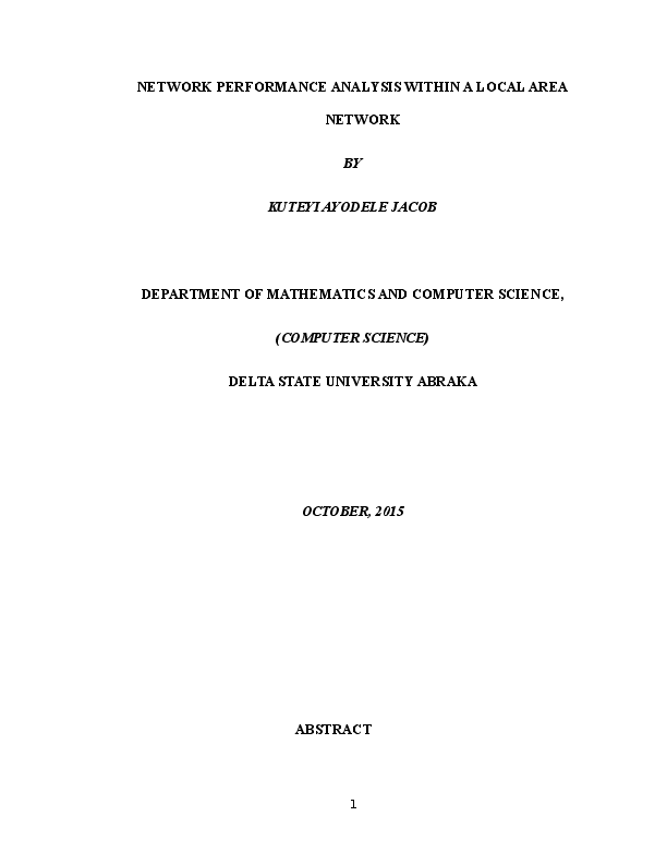 Doc Network Performance Analysis Within A Local Area Network