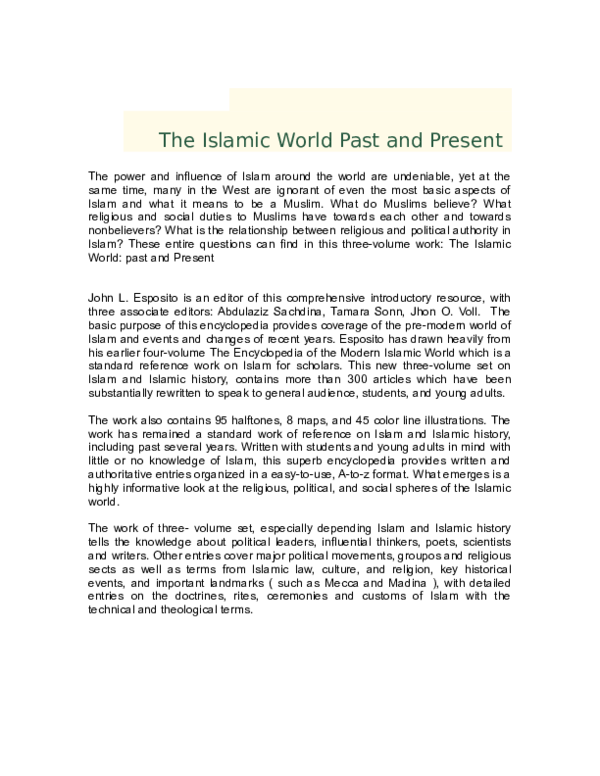 (DOC) Islam: Past and Present