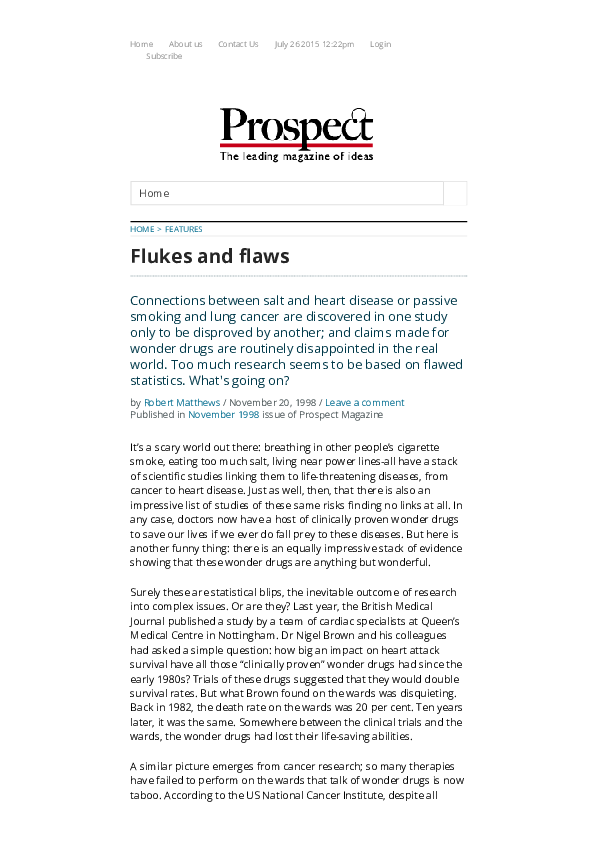 (PDF) Flukes and Flaws - the problem of replication of research findings