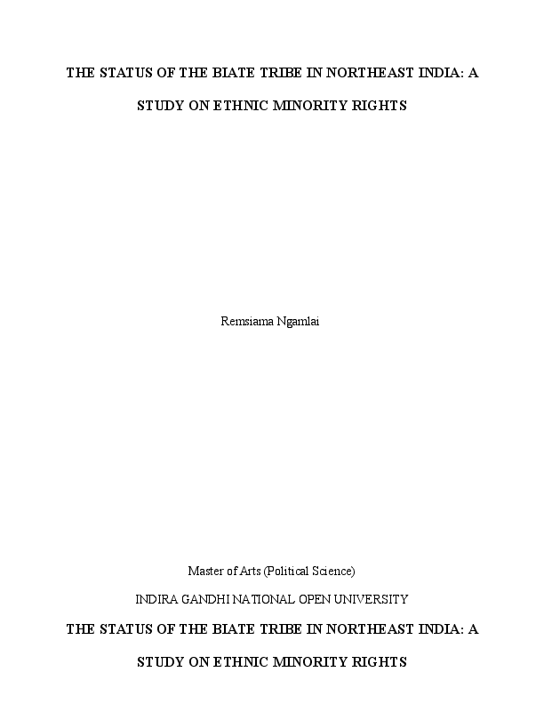 (DOC) The Status of the Biate Tribe in Northeast India: A Study on ...